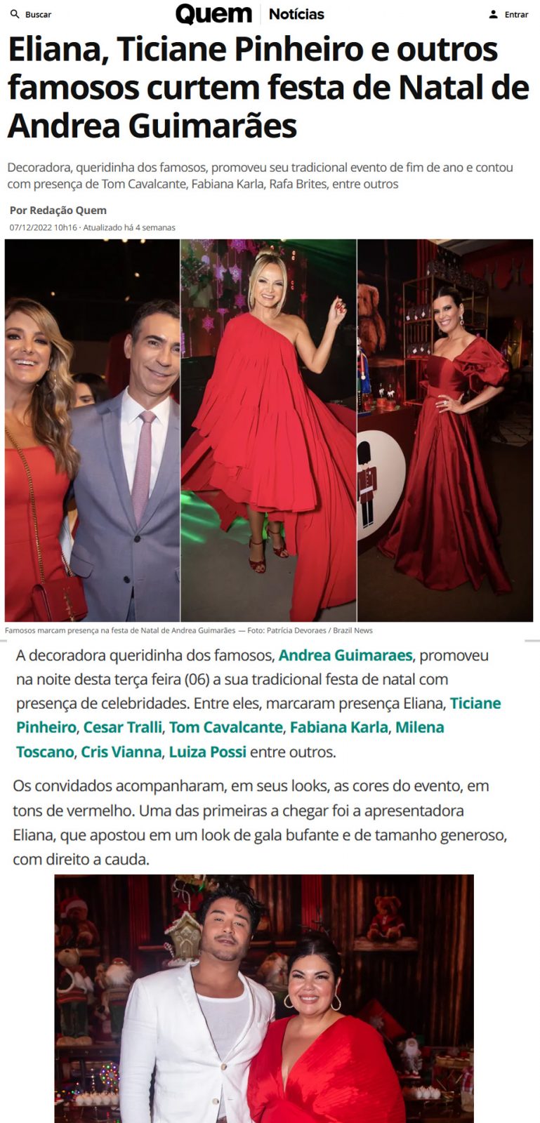 Eliana, Ticiane Pinheiro e outros famosos curtem festa de Natal de Andrea Guimarães | Andrea ...